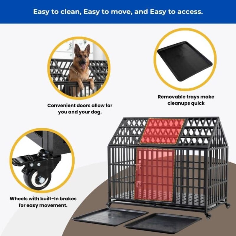 51" Heavy Duty Extra Large Dog Crate & Indoor Kennel for Separation Anxiety